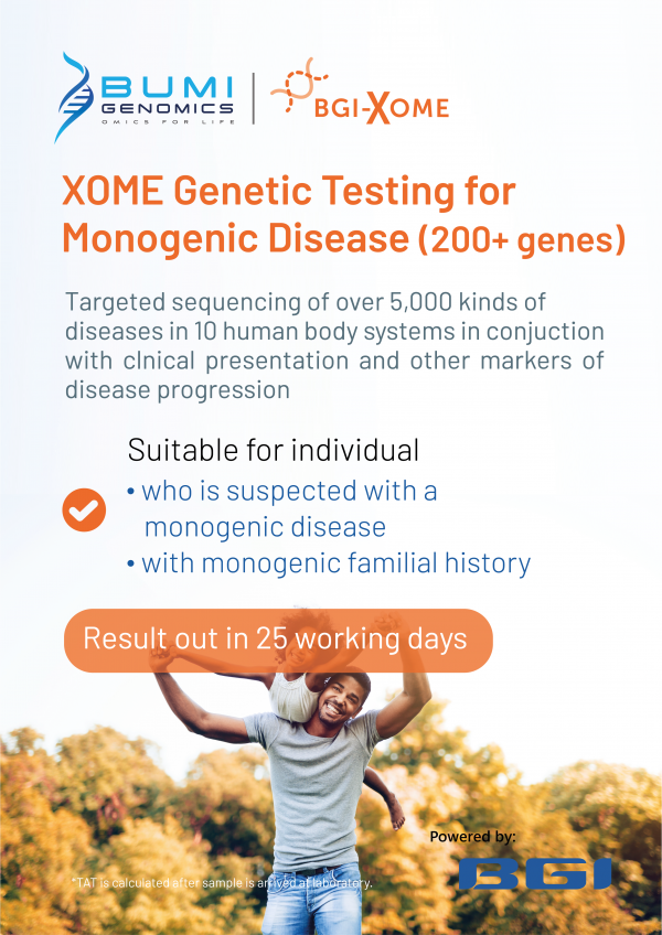 XOME GENETIC TESTING FOR MONOGENIC DISEASE (200+ GENES) – Bumi Genomics