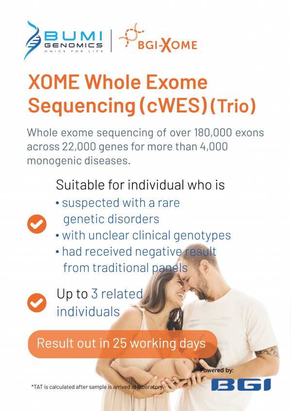 XOME WHOLE EXOME SEQUENCING (CWES) (TRIO) – Bumi Genomics